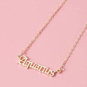 Kathrono | Jewelry | Aquarius Cursive Zodiac Necklace | Poshmark